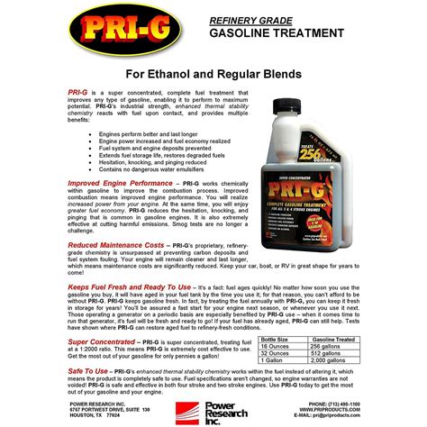 Pri Cp123 G Gasoline Treatment 16 Oz Boost Engine Performance
