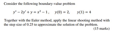 Solved Consider The Following Boundary Value Problem Chegg