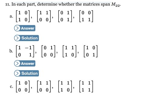 Solved In Each Part Determine Whether The Matrices Chegg
