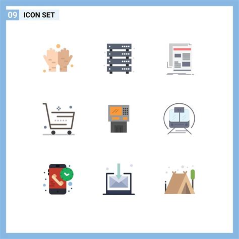 Mobile Interface Flat Color Set Of 9 Pictograms Of Shopping Online News