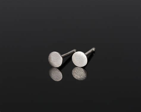 Round Stud Earrings Sterling Silver Earrings Geometric Earrings