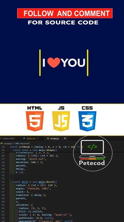 Make I Love You Animation By Css Html Js Youtube
