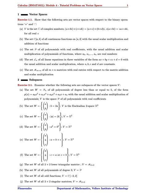 tutorial sheet 1 pdf vector space linear subspace
