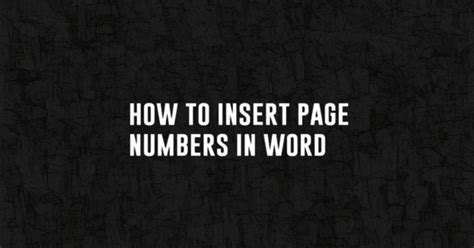 how to insert page numbers in word