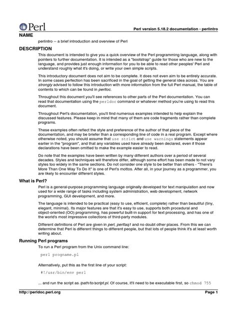 Brief Introduction To Perl Pdf Perl Variable Computer Science