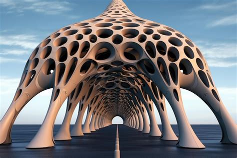 Premium Ai Image A Bionic Design Structure In The Middle Of A Road Ai
