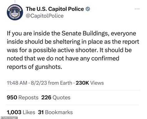 Cops Looking For Possible Active Shooter At Us Capitol Daily Mail