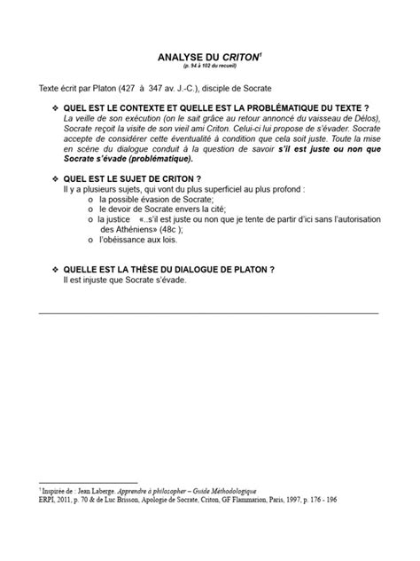 Criton Résumé Pdf