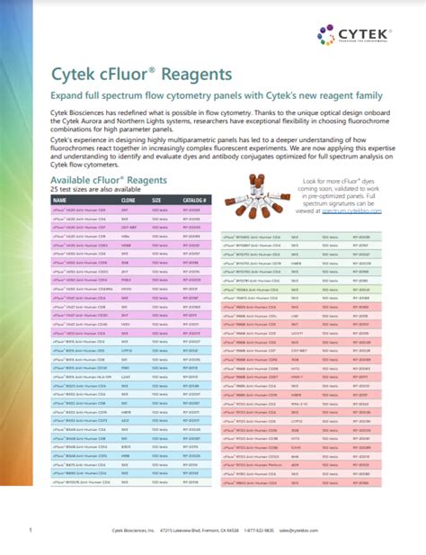 Cytek® Cfluor® Reagents® Flyer Cytek Biosciences