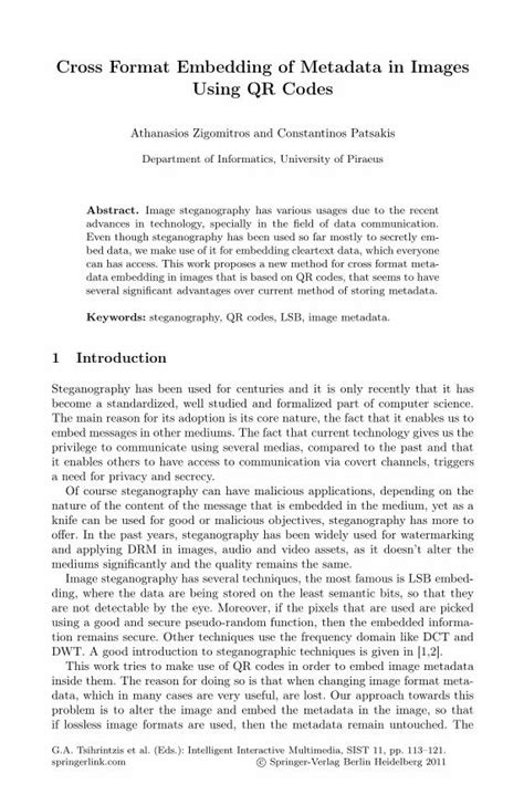 Pdf Cross Format Embedding Of Metadata In Images Using Qr Codes
