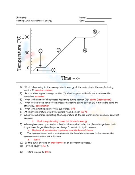 Heating Curve Practice Worksheet Energy He T The Following