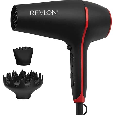 Revlon SmoothStay Coconut Oil Infused Hair Dryer Volumising Diffuser Watts Black Red