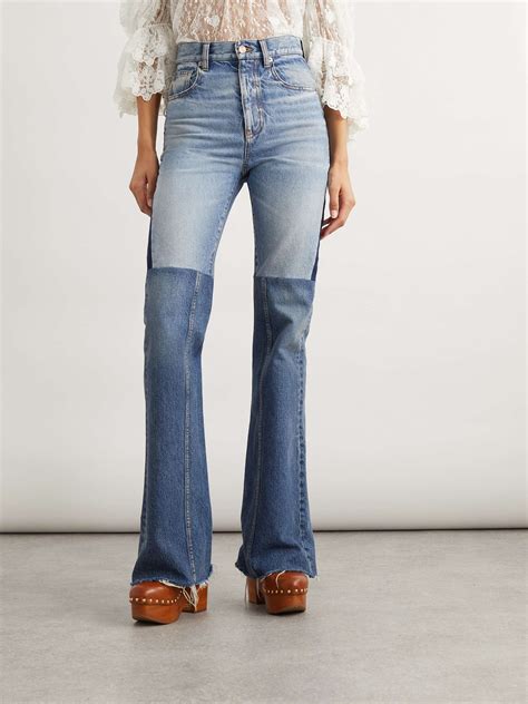 ChloÉ Patchwork Mid Rise Flared Jeans Net A Porter
