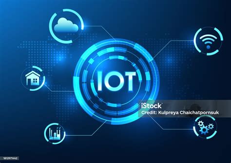 사물 인터넷 기술 기술 서클에 배치된 Iot 클라우드 및 인터넷에 연결된 시스템으로 장비에 실시간으로 액세스할 수 있습니다 기술 벡터 일러스트 레이 션 사물 인터넷에 대한