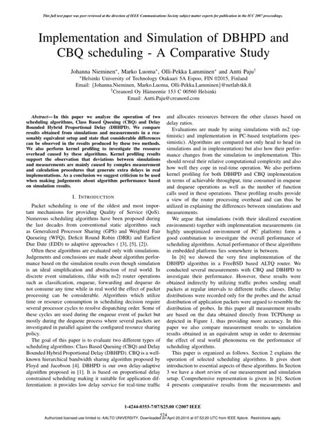 pdf implementation and simulation of dbhpd and cbq scheduling a