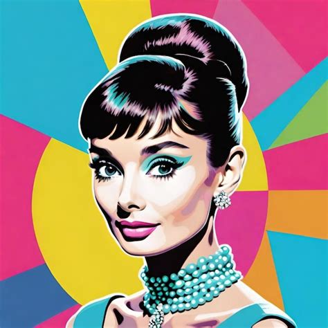 Audrey Hepburn Colorful Portrait Premium Ai Generated Image