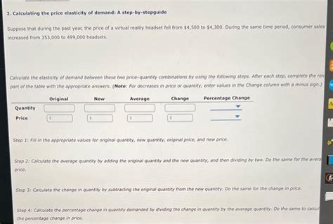 solved 2 calculating the price elasticity of demand a