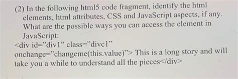 Solved In The Following Html Code Fragment Identify Chegg