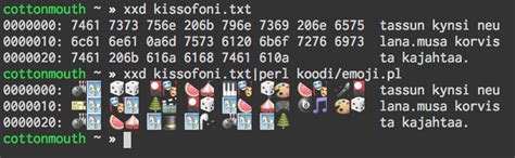 absorptions visualizing hex dumps with unicode emoji