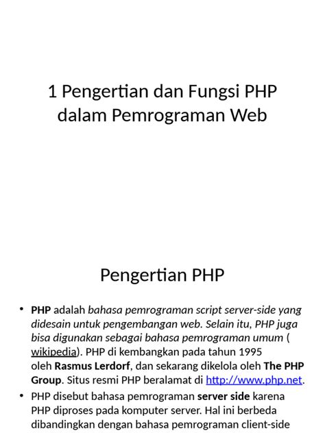 1 Pengertian Dan Fungsi Php Dalam Pemrograman Web Pdf