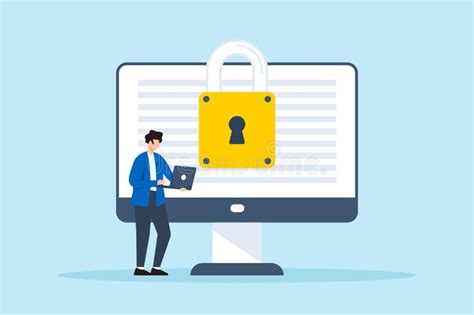 Flat Illustration Of Man Encrypting Sensitive Data To Protect From Unauthorized Access And