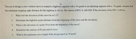 Solved You Are To Design A Crest Vertical Curve To Connect A Chegg