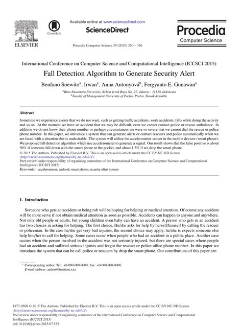 Pdf Fall Detection Algorithm To Generate Security Alert