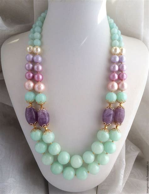 Купить Колье из натуральных камней ЦВЕТА ВЕСНЫ колье натуральные камни агат аметист Pearl