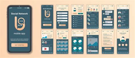 Social Network Mobile App Interface Screens Template Set Online
