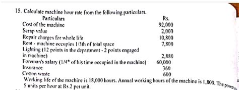 Calculate Machine Hour Rate From The StudyX