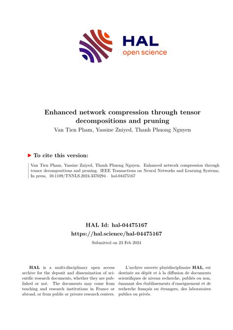 Pdf Enhanced Network Compression Through Tensor Decompositions And Pruning