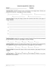 Answer Sheet Docx ENGLISH QUARTER WEEK Name Teacher Learning Task Identify The