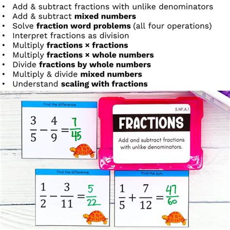 5th Grade Fractions Task Cards Self Checking And Ccss Aligned Tpt