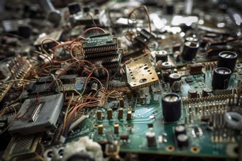 Close Up Of Electronic Components Ready For Recycling And Reuse Stock
