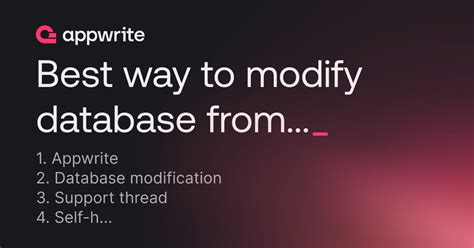 Best Way To Modify Database From Functions Threads Appwrite