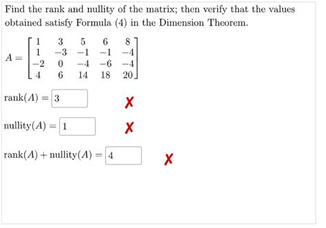 Solved Find The Rank And Nullity Of The Matrix Then Verify Chegg Com