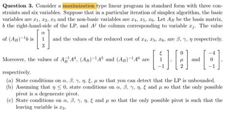 Question 3 Consider A Maximization Type Linear