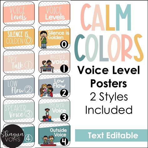 Voice Level Posters Classroom Chart Calm Colors Etsy