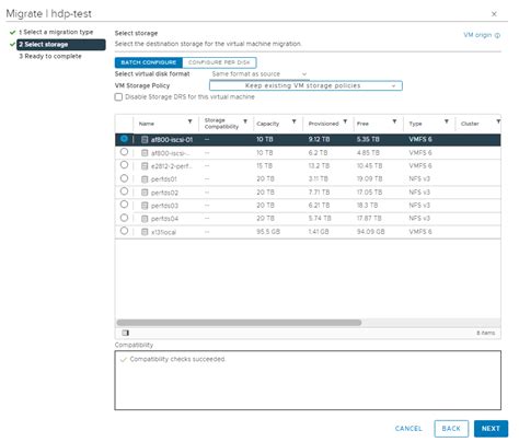 No Advanced Option In Vmotion Select Storage Page VMware VSphere