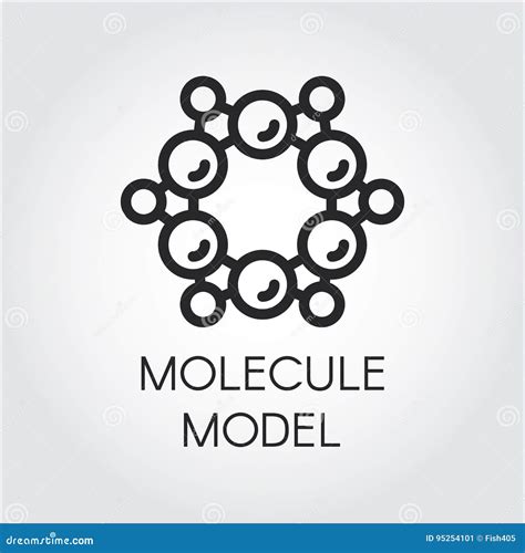 Chemical Atomic And Molecule Model Line Icon Label For Scientific