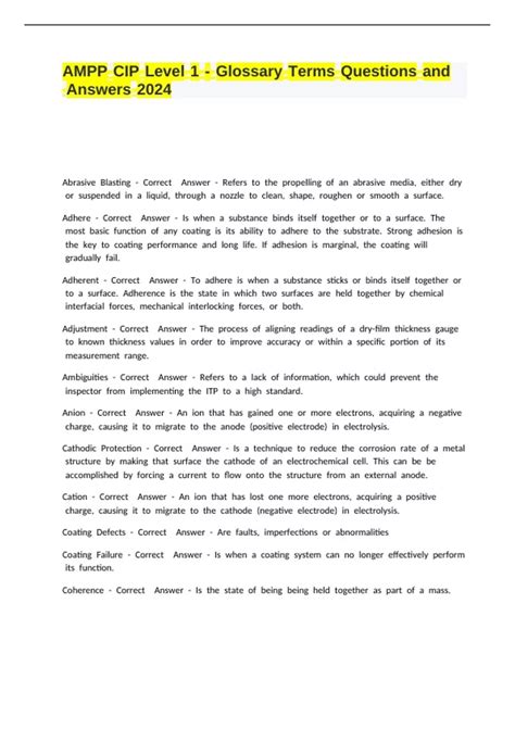 Ampp Cip Level 1 Glossary Terms Questions And Answers 2024 Ampp Stuvia Us