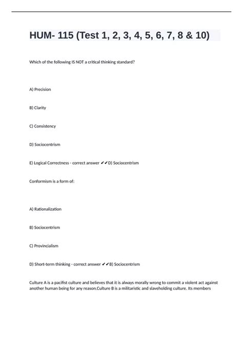 Hum 115 Test 1 2 3 4 5 6 7 8 And 10 Questions With Correct Answers Hum 115 Stuvia Us
