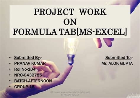 Working On Ms Excel Formula Tab Pptx