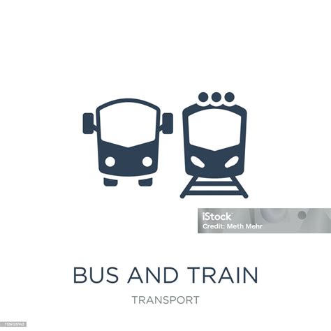 버스와 기차 아이콘 흰색 배경 버스에와 기차 버스 전송 컬렉션에서 유행 채워진된 아이콘 및 벡터 벡터 일러스트 레이 션 훈련 교통에 대한 스톡 벡터 아트 및 기타 이미지