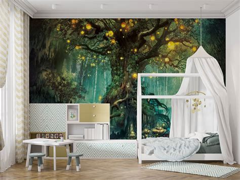 Enchanted Forest Fantasy Filefly Tree Peel Stick Etsy