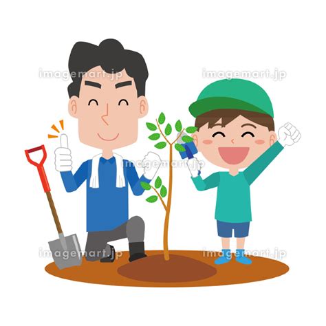 植樹をする親子のイラスト素材 181172901 イメージマート