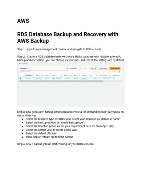 Aws Lab Rds Backup And Recovery Pdf