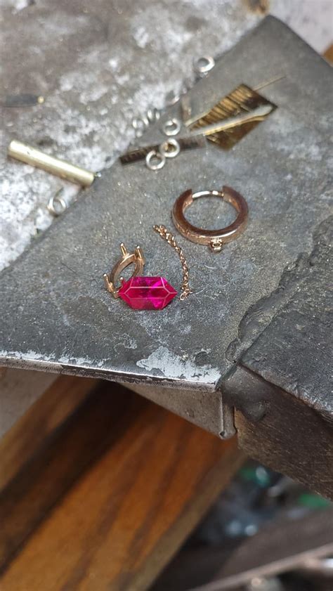 Made A Zelda Inspired Earring With A Created Ruby Rupee I Cut The Ruby Is 10x5 5mm And Is About