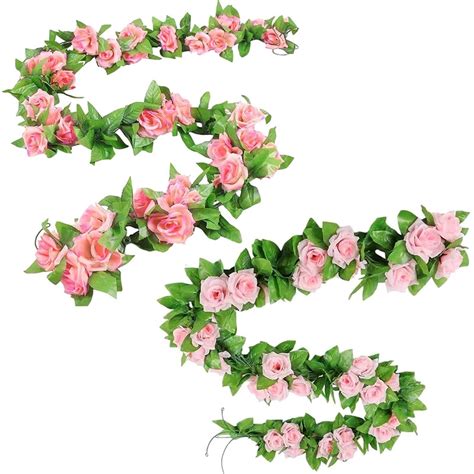 Комплект изкуствени гирлянди 2 бр коприна пластмаса зелен розов Emag Bg