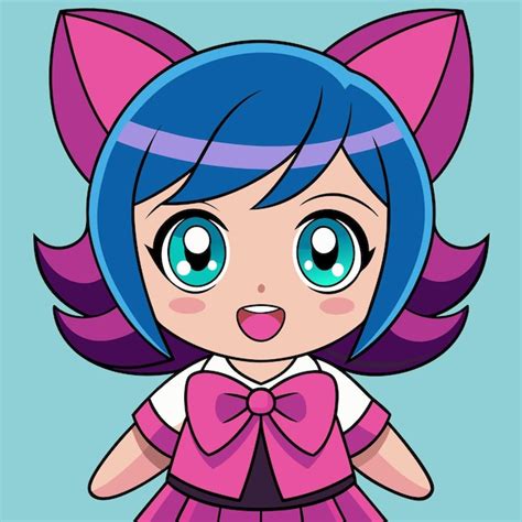Caracteres De Desenhos Animados De Meninas Kawaii Bonitas Vetor